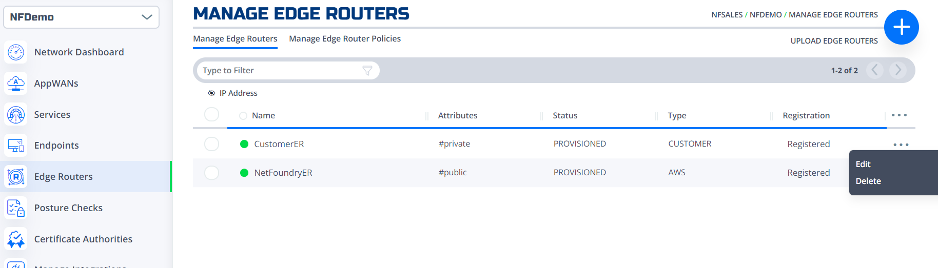 Create and Manage Edge Routers – NetFoundry